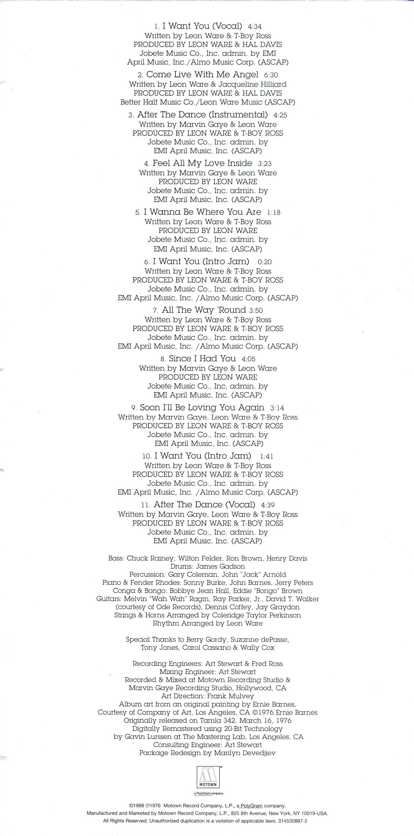 Marvin Gaye I Want You : Booklet | CD Covers | Cover Century | Over 1. ...